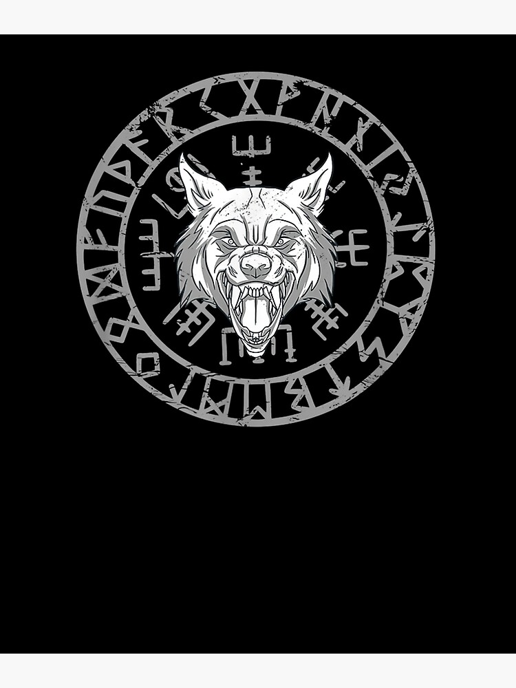 Impression photo « Fenrir Wolf avec des runes nordiques Mythologie ...