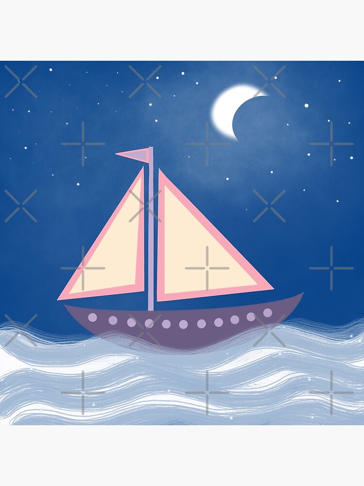 "Midnight Flit - Cute Pastel Yacht" Poster for Sale by KizzyW | Redbubble