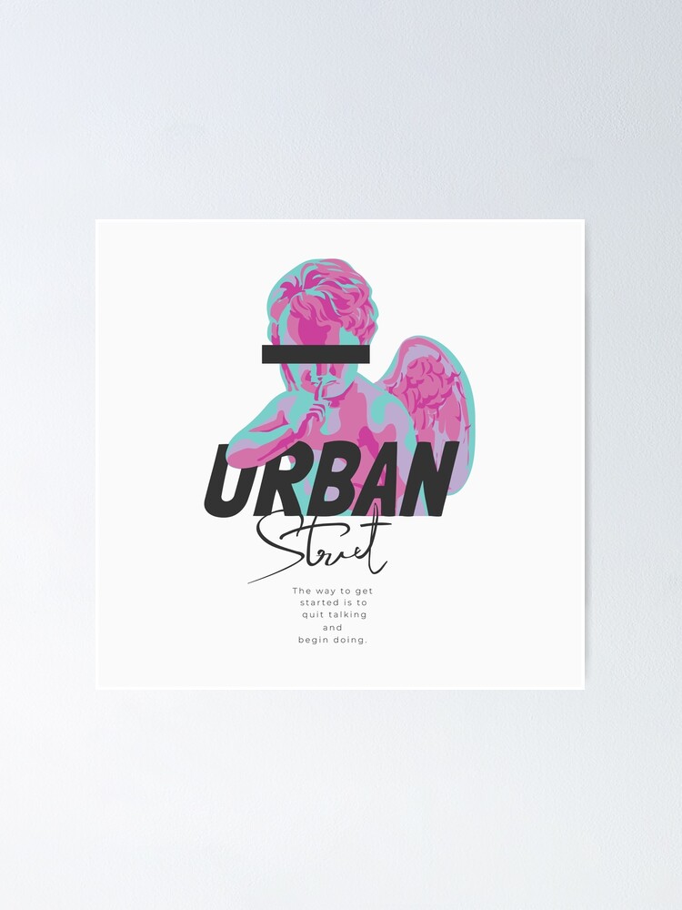 "Urban Street Slogan mit Baby-Engel-Skulptur-Grafik-Illustration ...