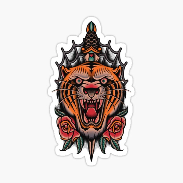 "Tiger Tattoo" Sticker by SukaSukaSukaTee | Redbubble