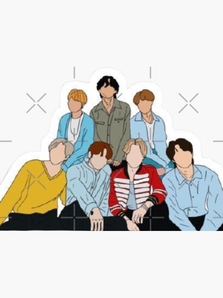 "BTS CARTOON " Sticker by DELMADAVIS | Redbubble