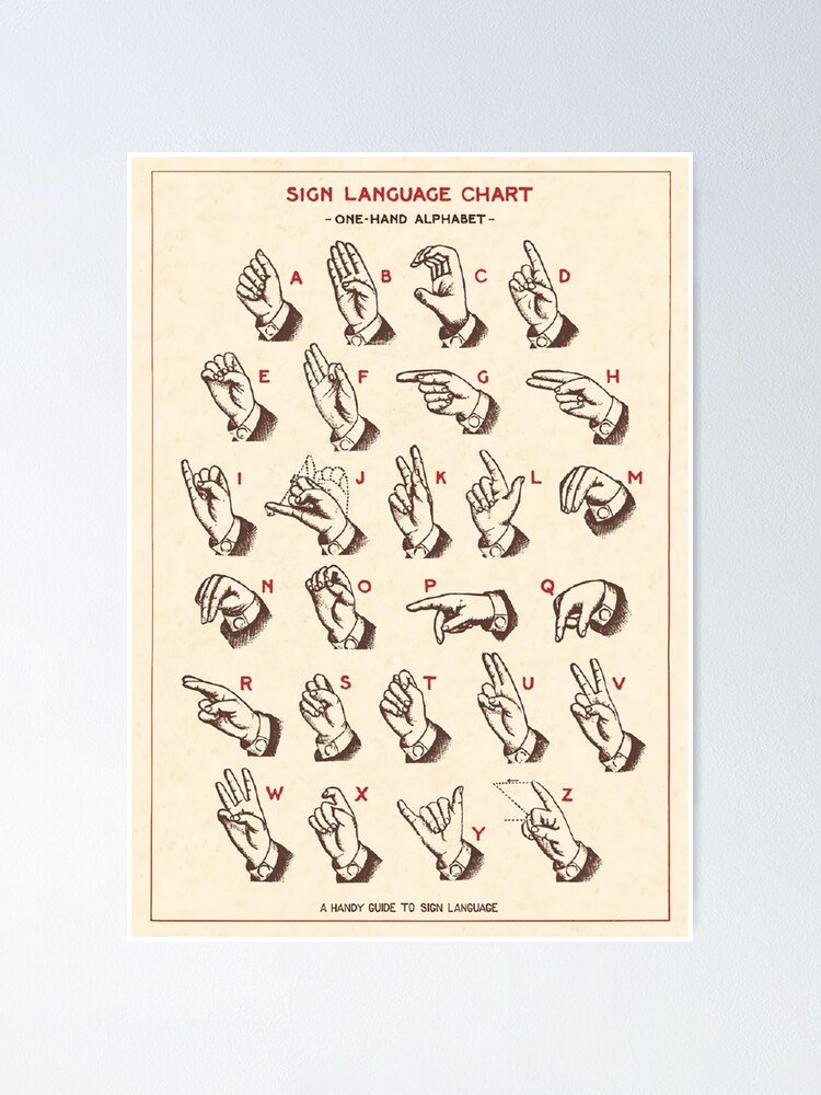 "Vintage Sign Language Alphabet" Poster for Sale by sabinefinkeL ...