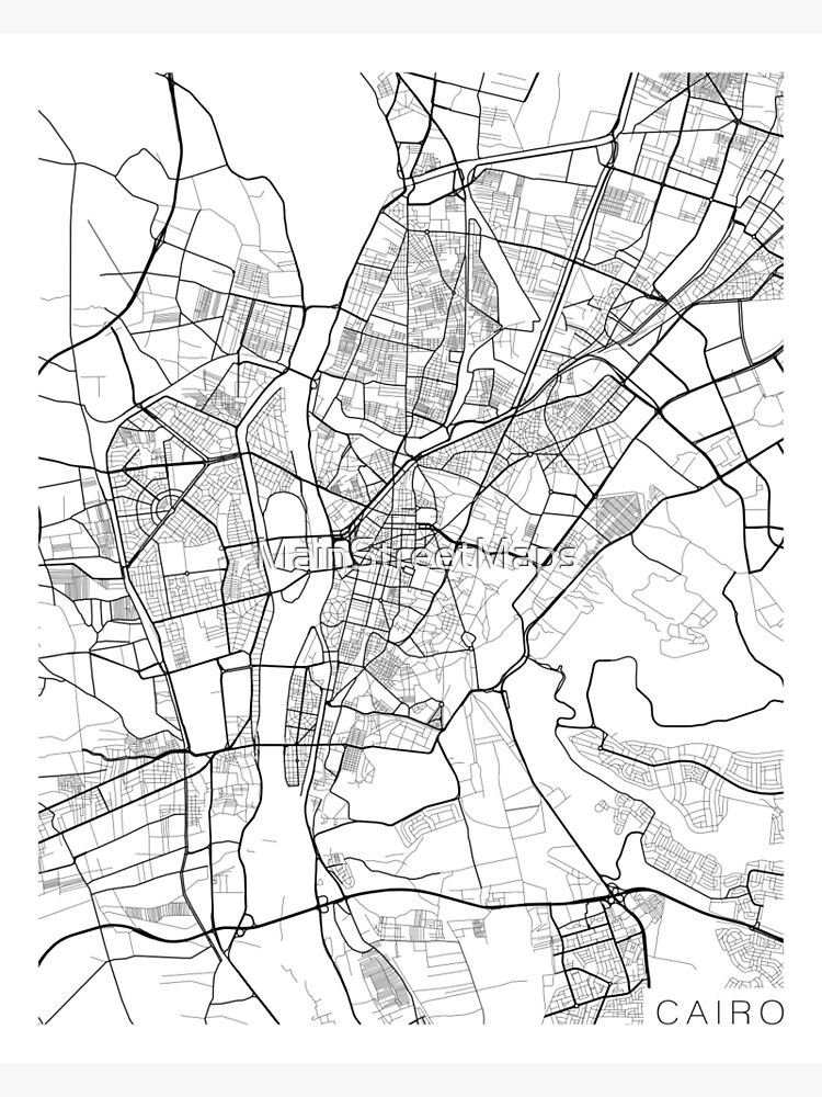"Cairo Map, Egypt - Black and White" Art Print for Sale by ...