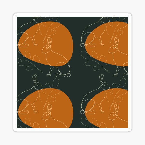 "rabbits on the background of orange abstract figures" Sticker for Sale by veur | Redbubble