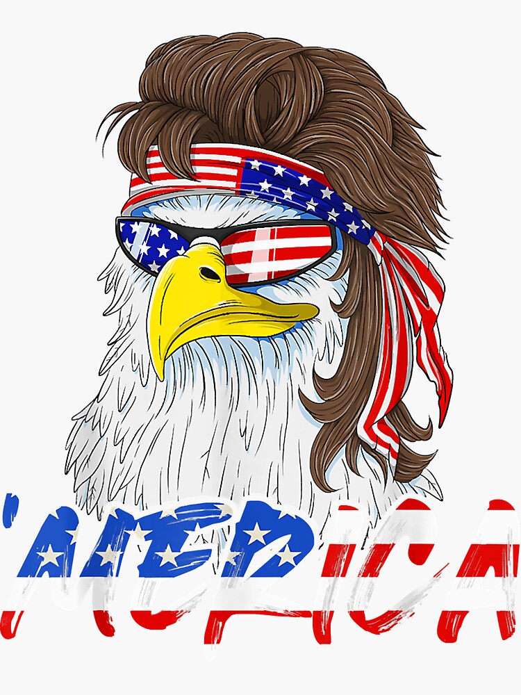 "Eagle Mullet Merica 4th Of July USA American Flag Patriotic" Sticker ...