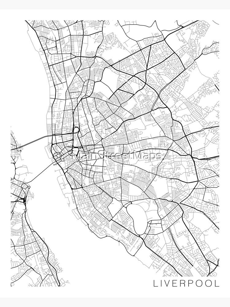 Póster «Mapa de Liverpool, Inglaterra - blanco y negro» de ...