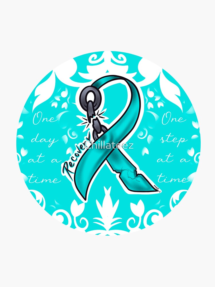 "Recovery ribbon and floral" Sticker for Sale by Chillateez | Redbubble