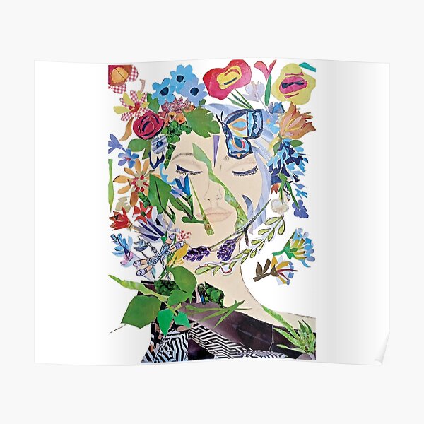 "Flowery face. Collage Art" Poster for Sale by Galeria-S | Redbubble
