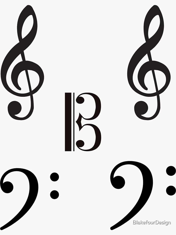 "Treble Bass and Alto Clef Music Sticker Pack " Sticker for Sale by ...