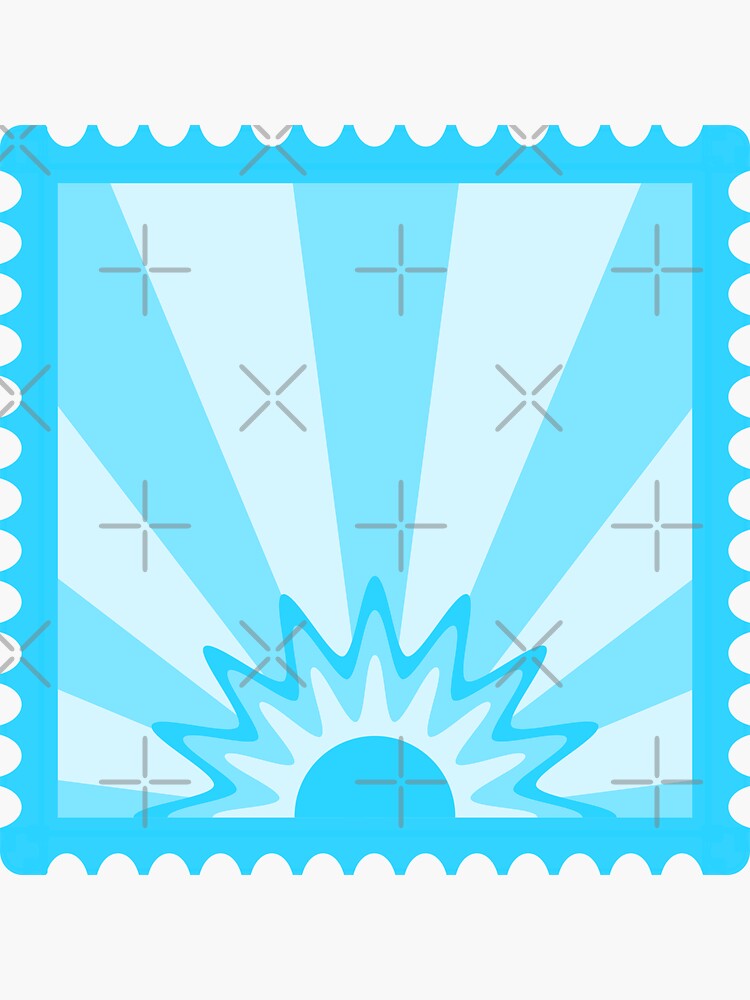 "sunset postage stamp neon blue" Sticker by y2krevival | Redbubble