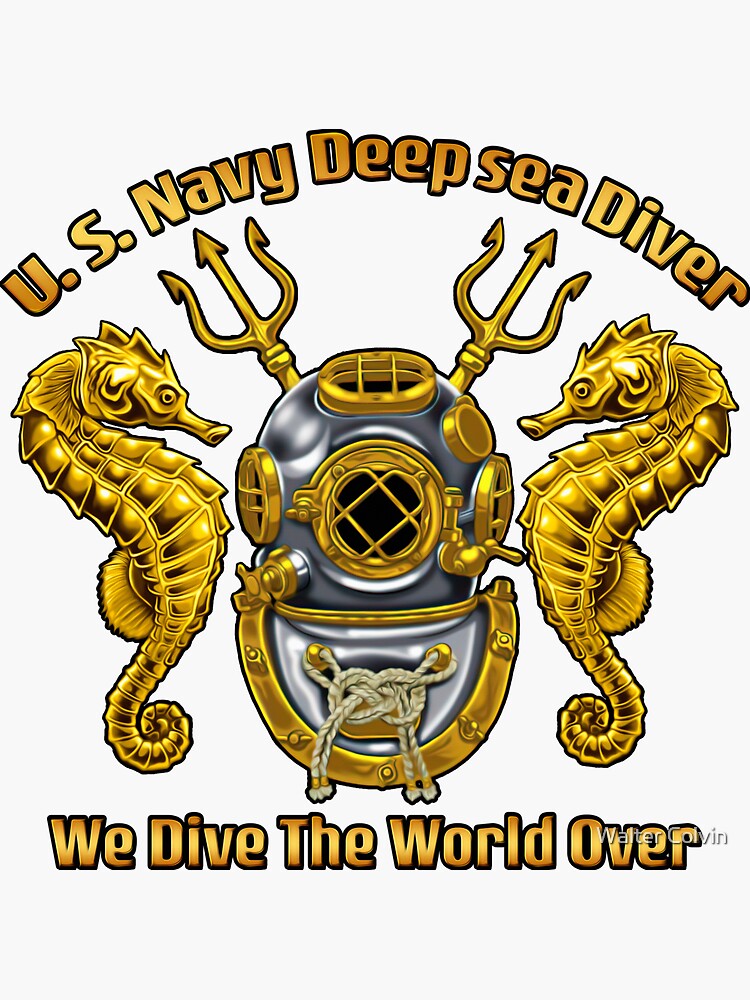 "Navy Deep Sea Diver" Sticker for Sale by Skyviper | Redbubble