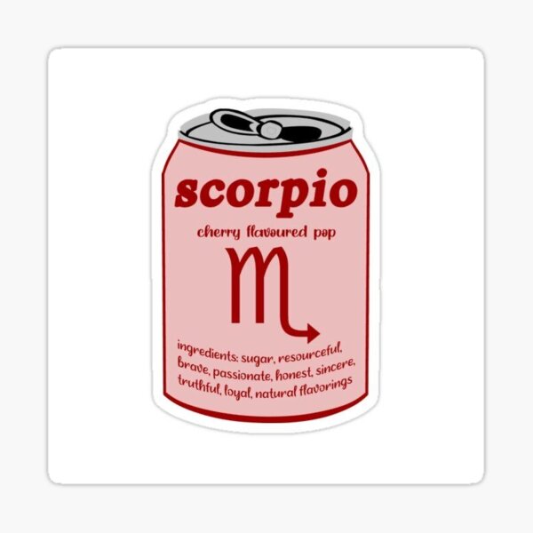 "Red “Scorpio” can sticker" Sticker by Bubblieheh | Redbubble