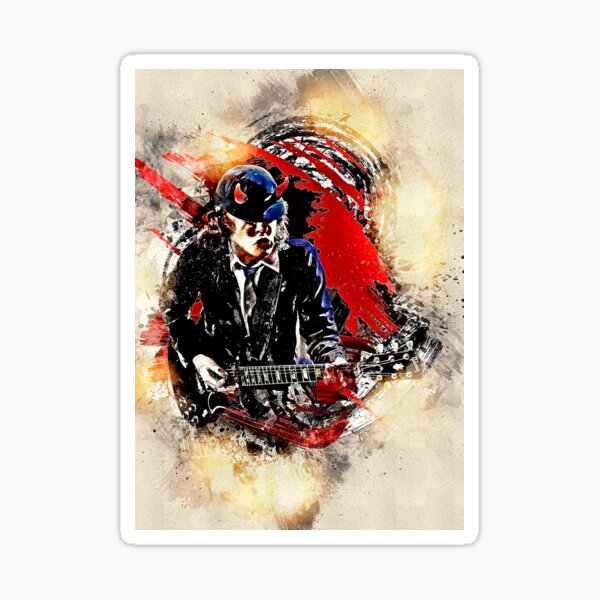 "ANGUS YOUNG" Sticker for Sale by malthufdeatoex | Redbubble