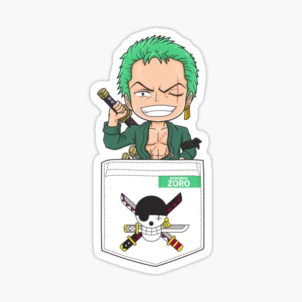 "Pocket Chibi Zoro" Sticker for Sale by TeeTowArgh | Redbubble