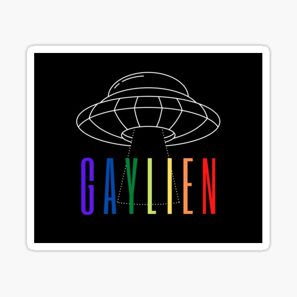"RAINBOW GAYLIEN with UFO" Sticker for Sale by Jolenie | Redbubble