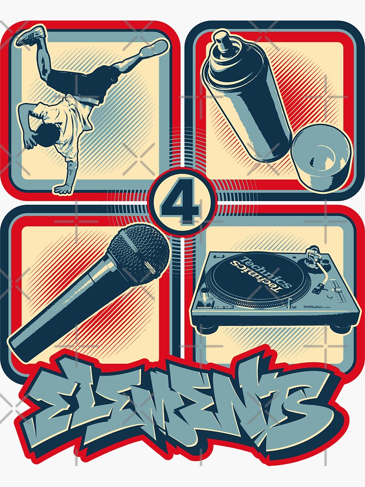 "4 Elements of Hip Hop" Sticker for Sale by trev4000 | Redbubble