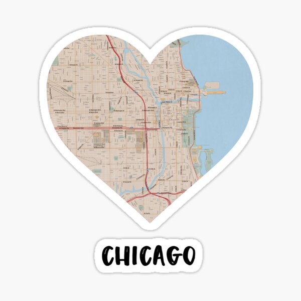 "Chicago Heart Map" Sticker for Sale by LeCreateCo | Redbubble