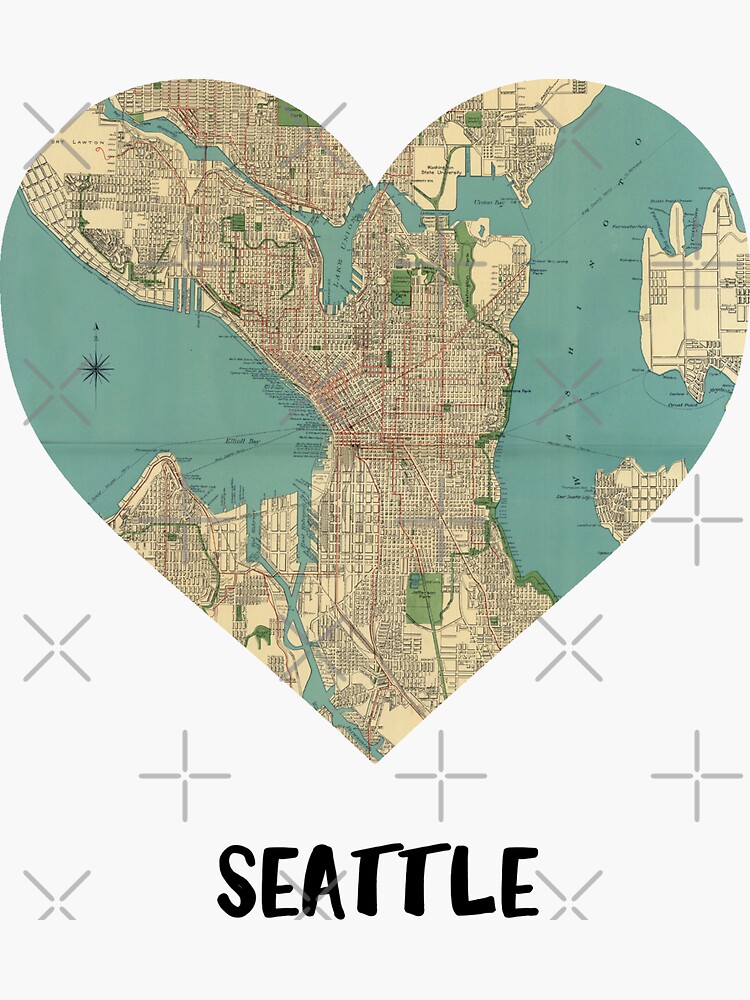 "Seattle Heart Map" Sticker for Sale by LeCreateCo | Redbubble