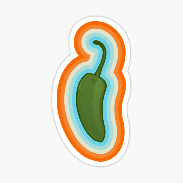 "Green Jalapeno Chili with colorful border" Sticker for Sale by PCB1981 ...