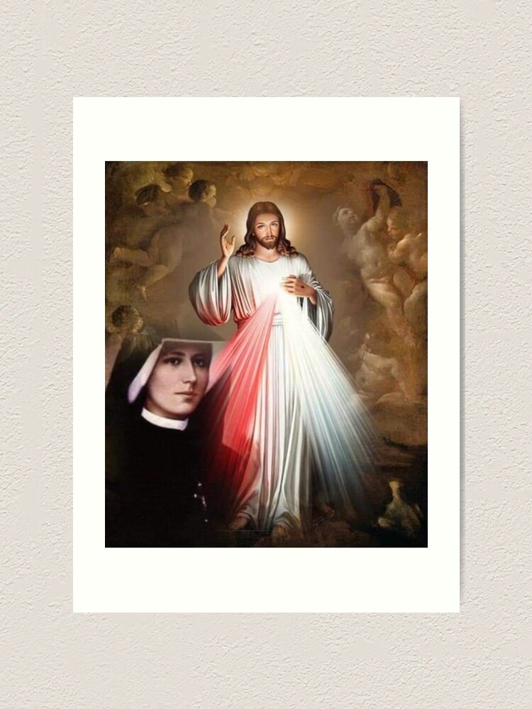 "Divine Mercy, St. Faustina, Jesus I Trust in You" Art Print for Sale ...
