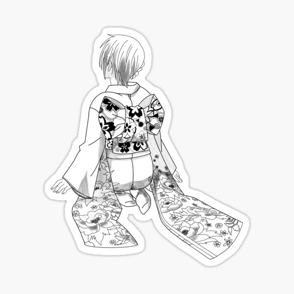 "Akito in female kimono " Sticker for Sale by sophs-shit | Redbubble