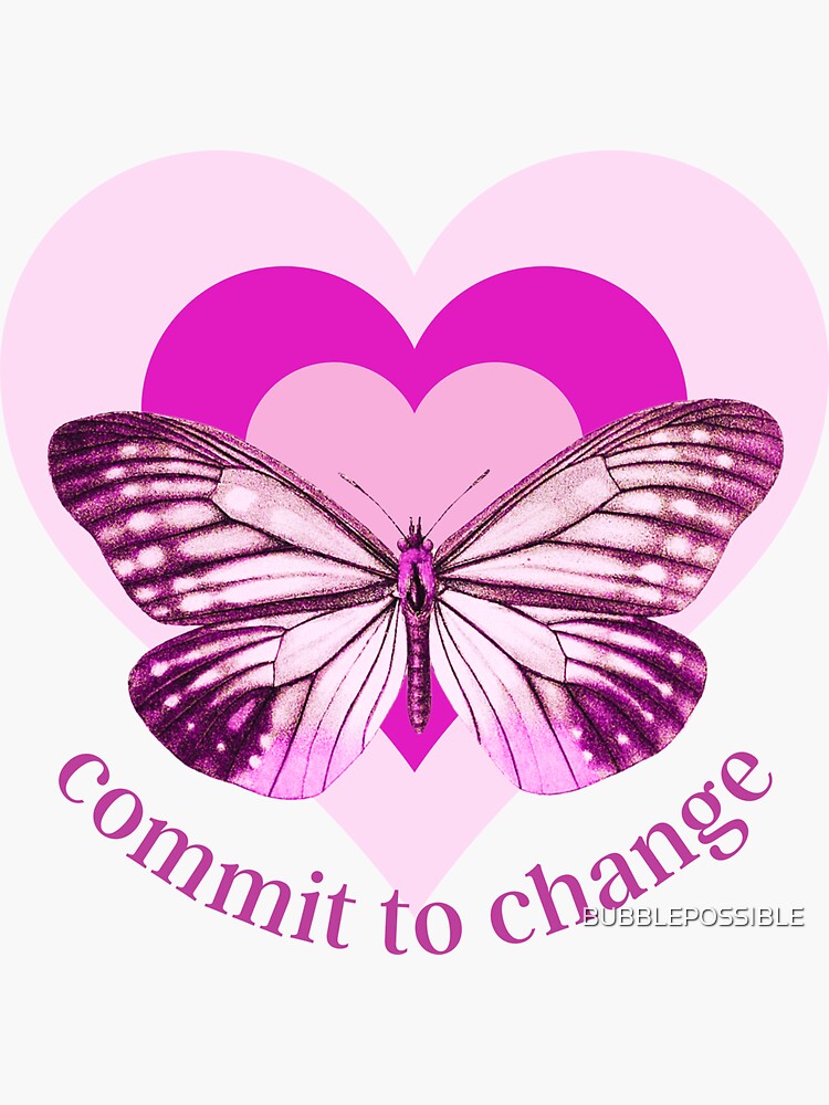 Pegatina «Comprometerse a cambiar, hermoso diseño de corazón de ...