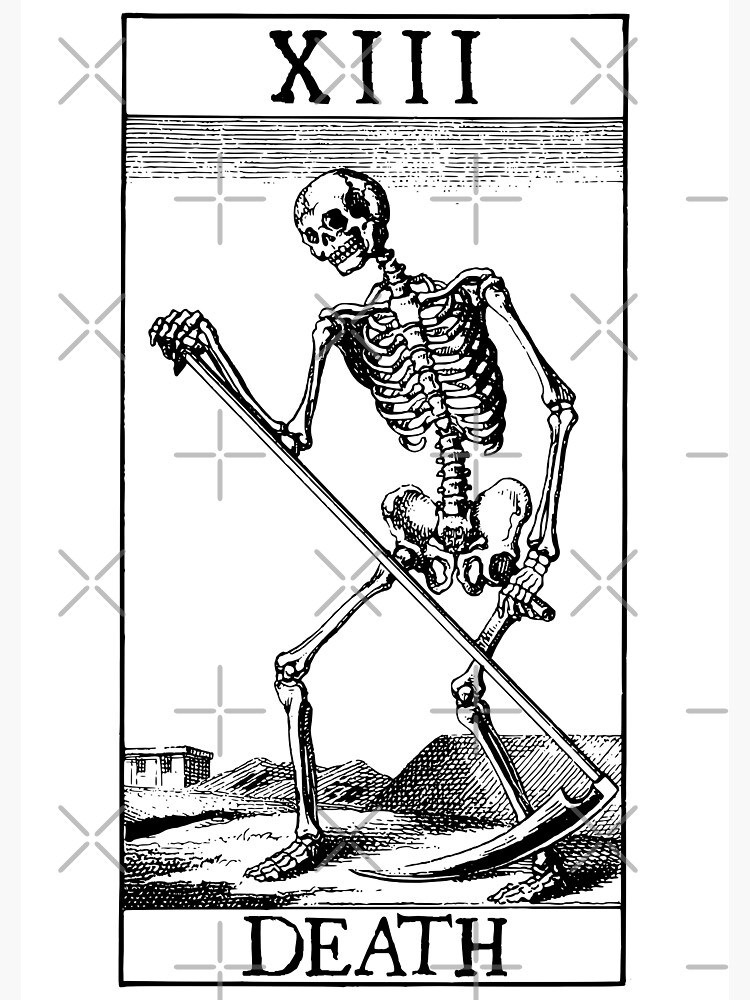 "XIII Death: vintage black & white Tarot card from a 19th century deck" Photographic Print by ...