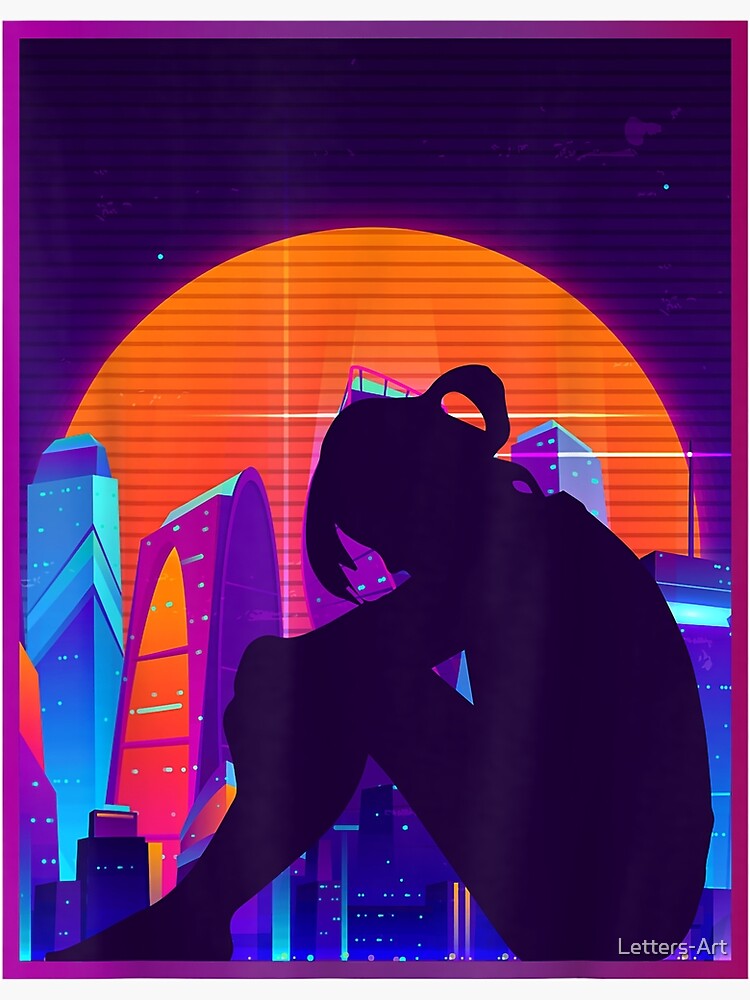 "Sad Anime Girl - Japanese Synthwave Vaporwave Anime Otaku" Canvas ...
