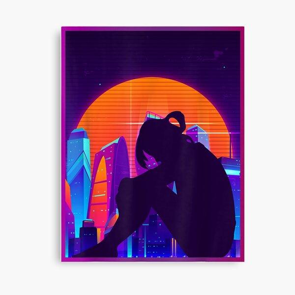 "Sad Anime Girl - Japanese Synthwave Vaporwave Anime Otaku" Canvas ...