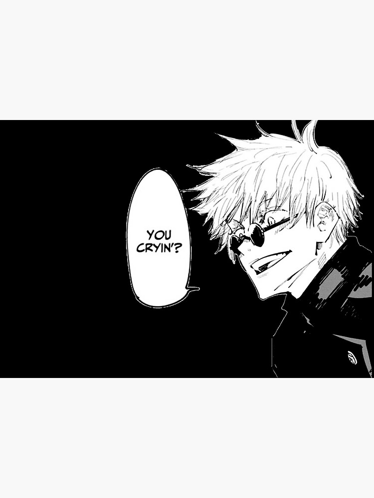 "Jujutsu Kaisen Gojo "YOU CRYIN'?"" Sticker by LiaBurchianti | Redbubble