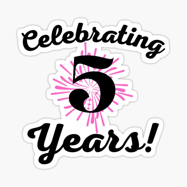 "5th Wedding Anniversary Celebrating 5 Years" Sticker for Sale by ...