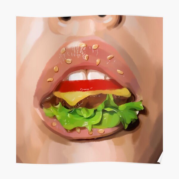 "Burger Lips" Poster for Sale by elmsstudios | Redbubble