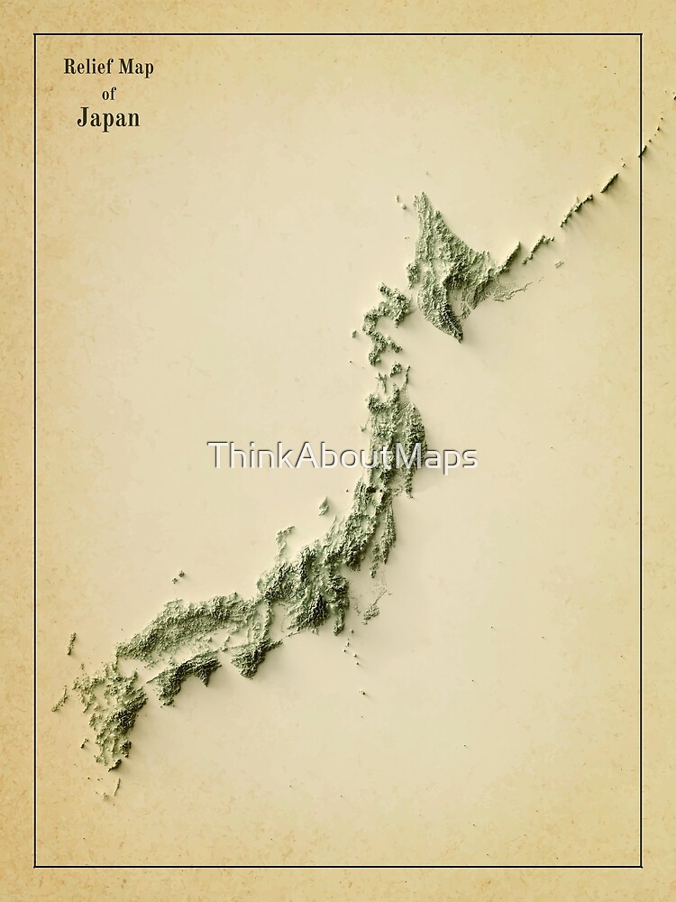"Relief Map of Japan 3D digitally-rendered" Poster for Sale by ...