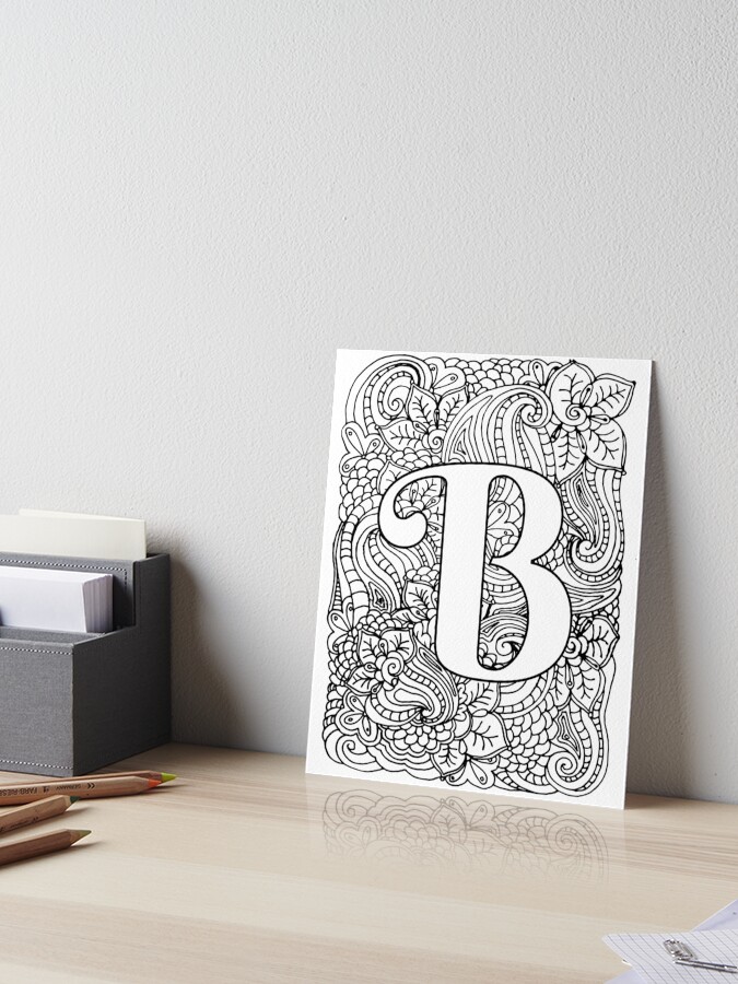 "Adult Coloring Page Monogram Letter B" Art Board Print for Sale by ...