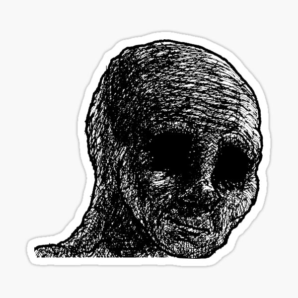 "Withered Wojak - Meme, Reaction" Sticker by SpaceDogLaika | Redbubble