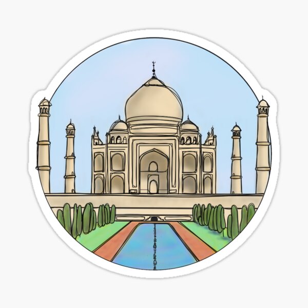"Taj Mahal in India Coloured Sticker" Sticker for Sale by ...