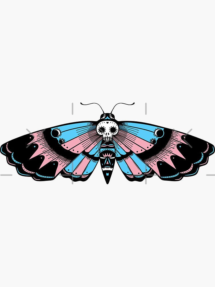 "Transgender Pride Moth" Sticker for Sale by HarebrainedDsgn | Redbubble