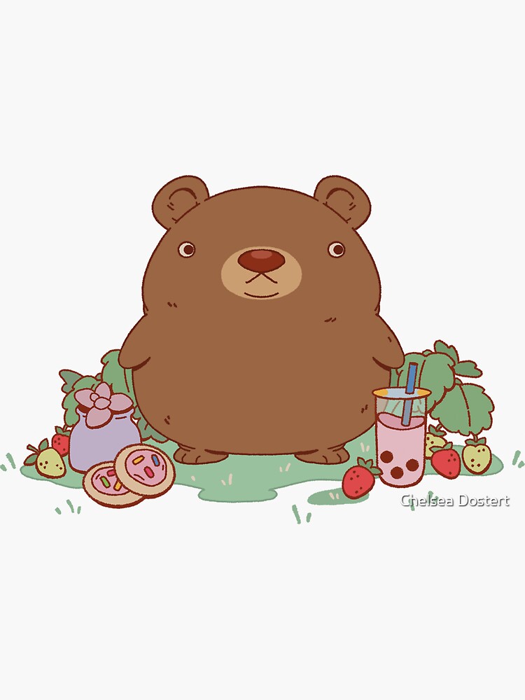 "Pudgy Bear With Sweets" Sticker by ChelseaDostert | Redbubble