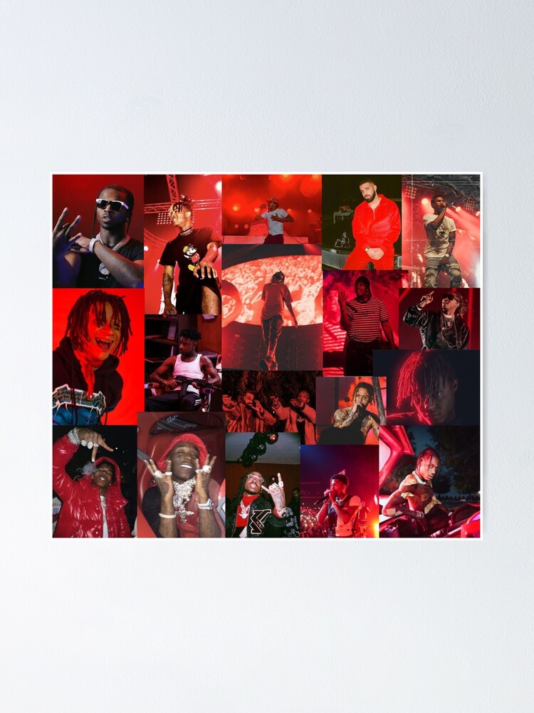 "red rap collage" Poster for Sale by morgananjos | Redbubble