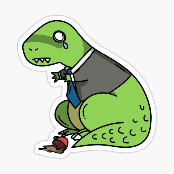 "Sad Dinosaur" Sticker for Sale by SukaSukaSukaTee | Redbubble