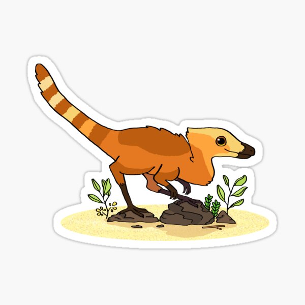 "Sinosauropteryx, the ginger feathered dinosaur" Sticker by Lobobird ...