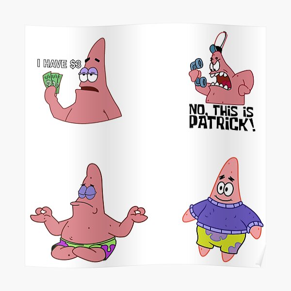 "Patrick Meme SpongeBob SquarePants Set" Poster for Sale by ...