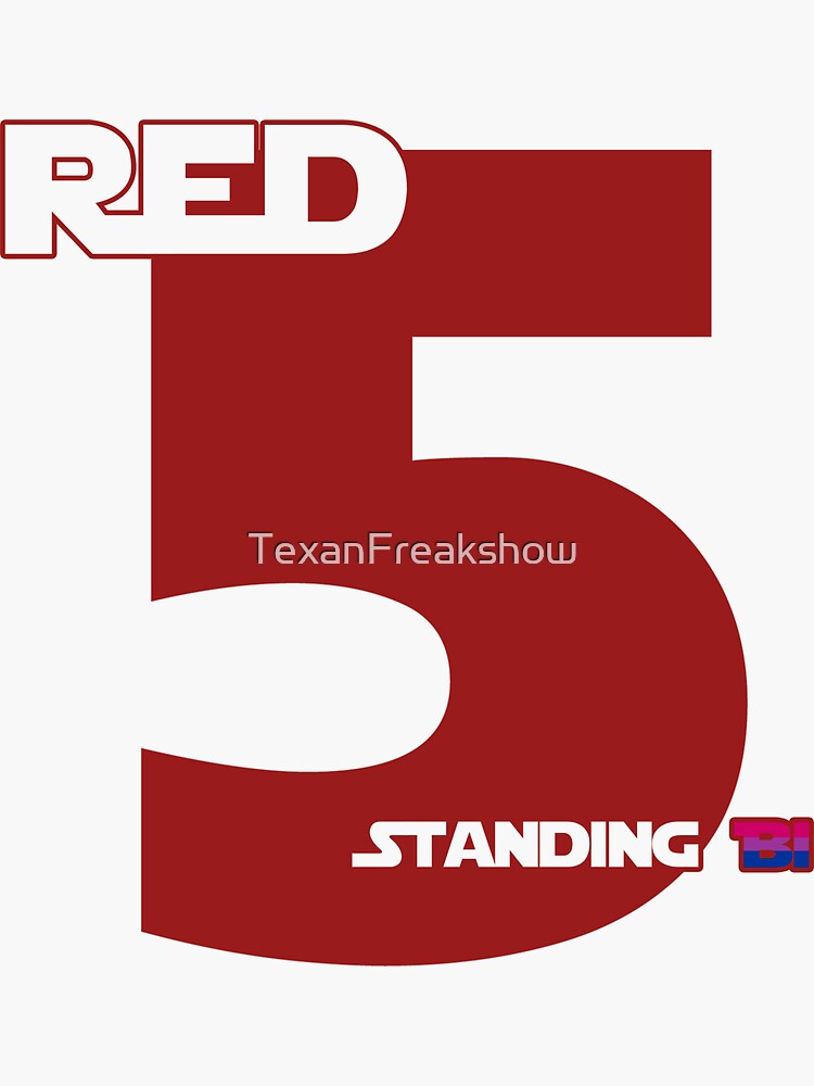 "Red Five Standing Bi - Pride" Sticker for Sale by TexanFreakshow ...