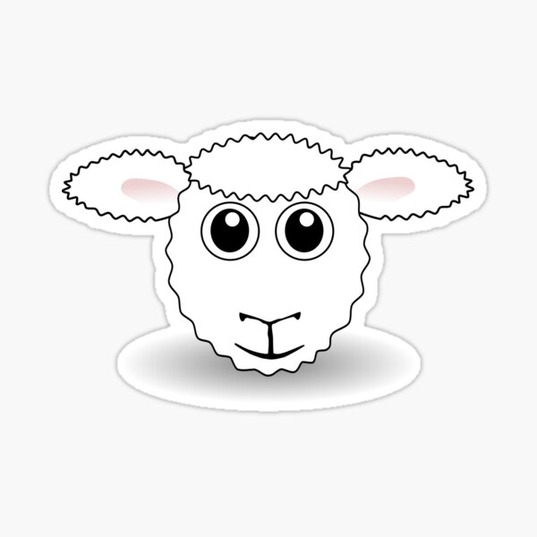 "Funny Sheep Face White Cartoon" Sticker for Sale by greengoodnich ...