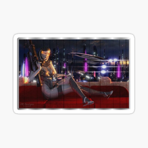 "Mass Effect 3: EDI Digital Wooden Painting" Sticker for Sale by Ron ...