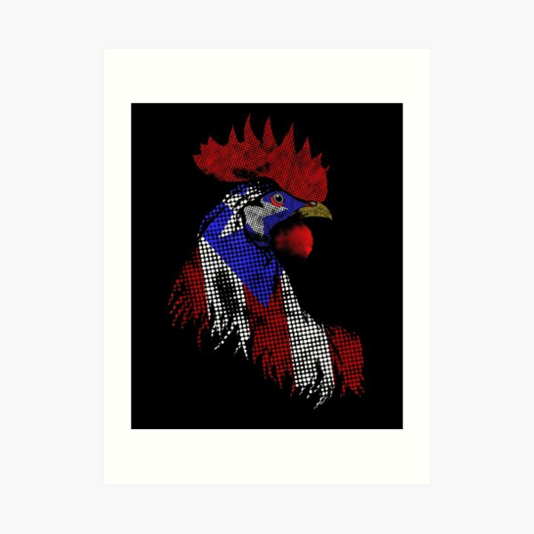 "Puerto Rican Rooster Gallo Bandera Puerto Rico Rooster Flag" Art Print ...