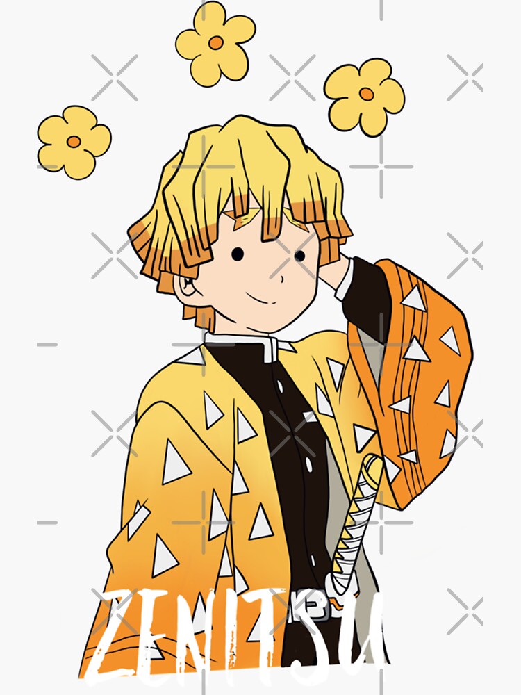 "Demon Slayer Anime Zenitsu Flowers Art" Sticker by DavidJonathan5 ...
