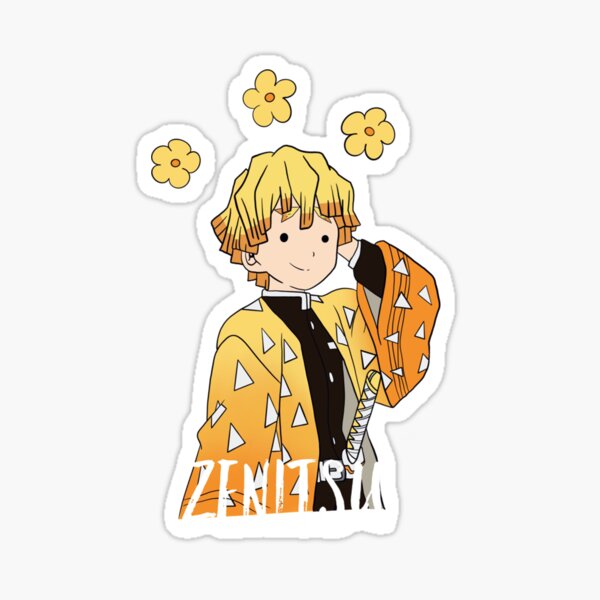 "Demon Slayer Anime Zenitsu Flowers Art" Sticker by DavidJonathan5 ...
