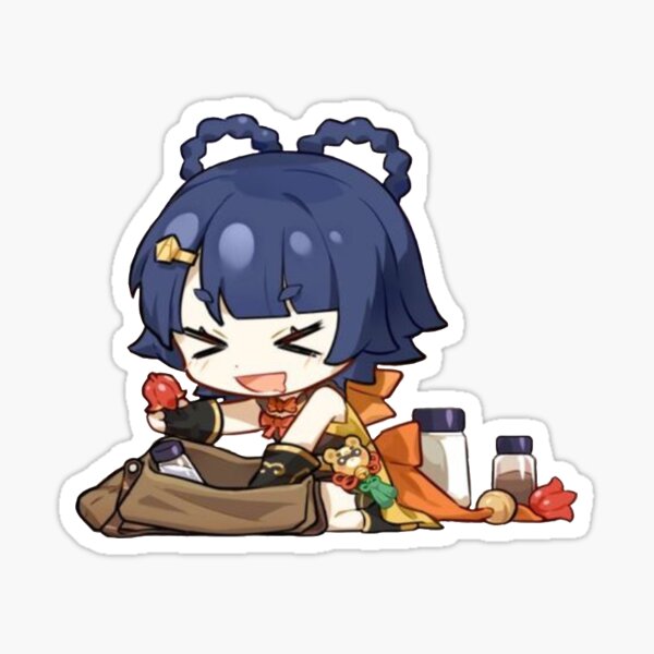Pegatina «Genshin Impact Chibi - Xiangling preparándose para una ...