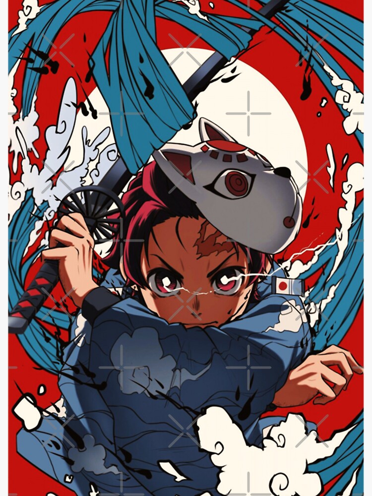 "Demon Slayer - Tanjiro With Fox Mask" Sticker for Sale by ...